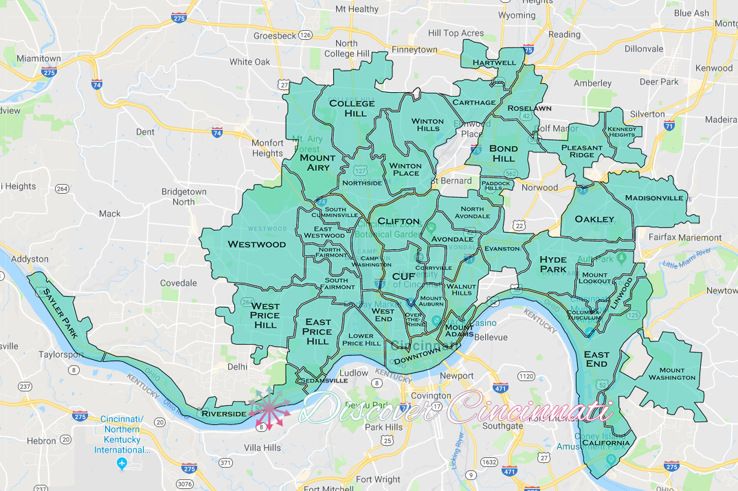Map Of Cincinnati Ohio Suburbs